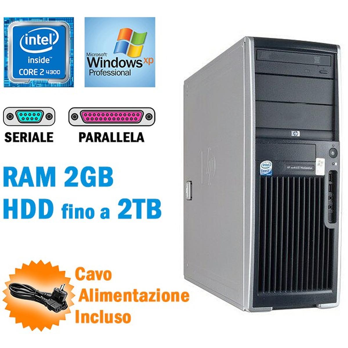 WORKSTATION HP XW4400 CORE 2 4300 RAM 2GB SERIALE RS232 PARALLELA XP ...