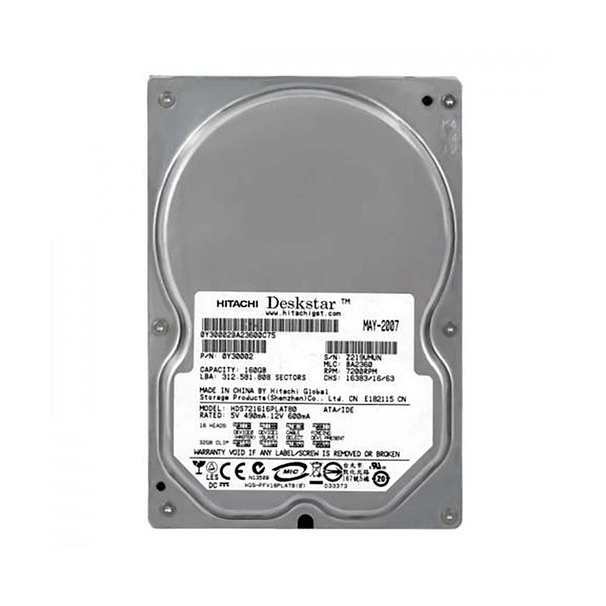 HARD DISK HDD DISCO IDE PATA 3,5" 160GB HITACHI HDS721616PLAT80 ...
